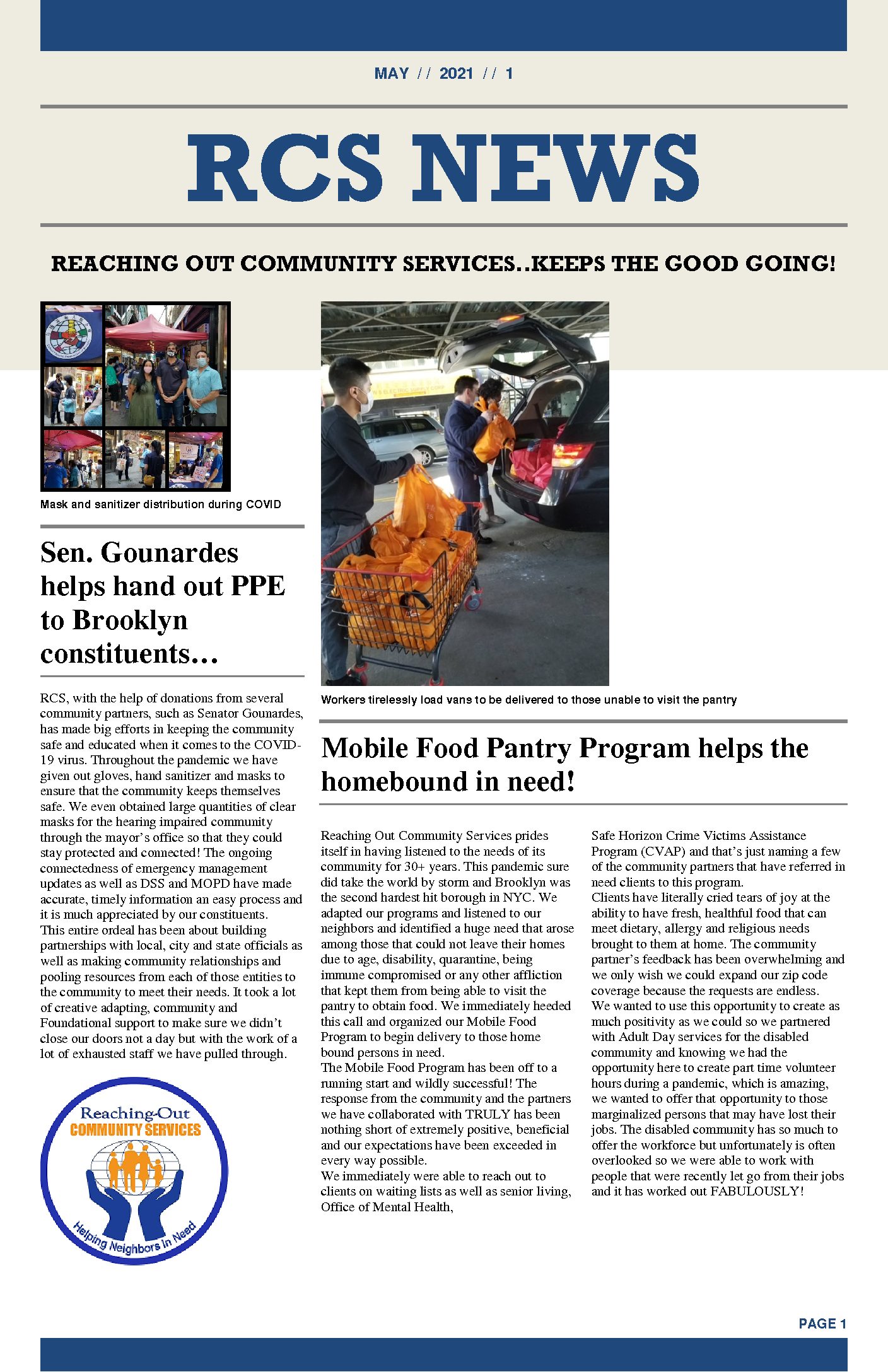 Newspaper May - Reaching-out Community Services | Food Pantry in ...